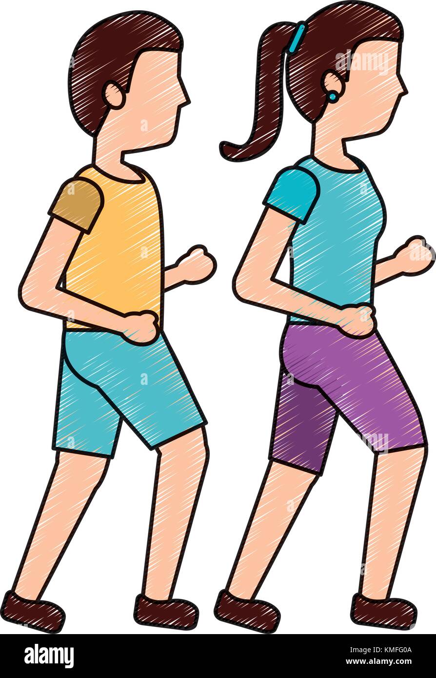 Couple two active fitness Stock Vector Images - Alamy
