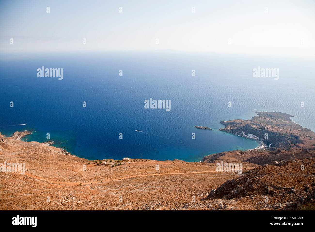 View of Loutro village and its gulf, area of Sfakia, Crete Island ...