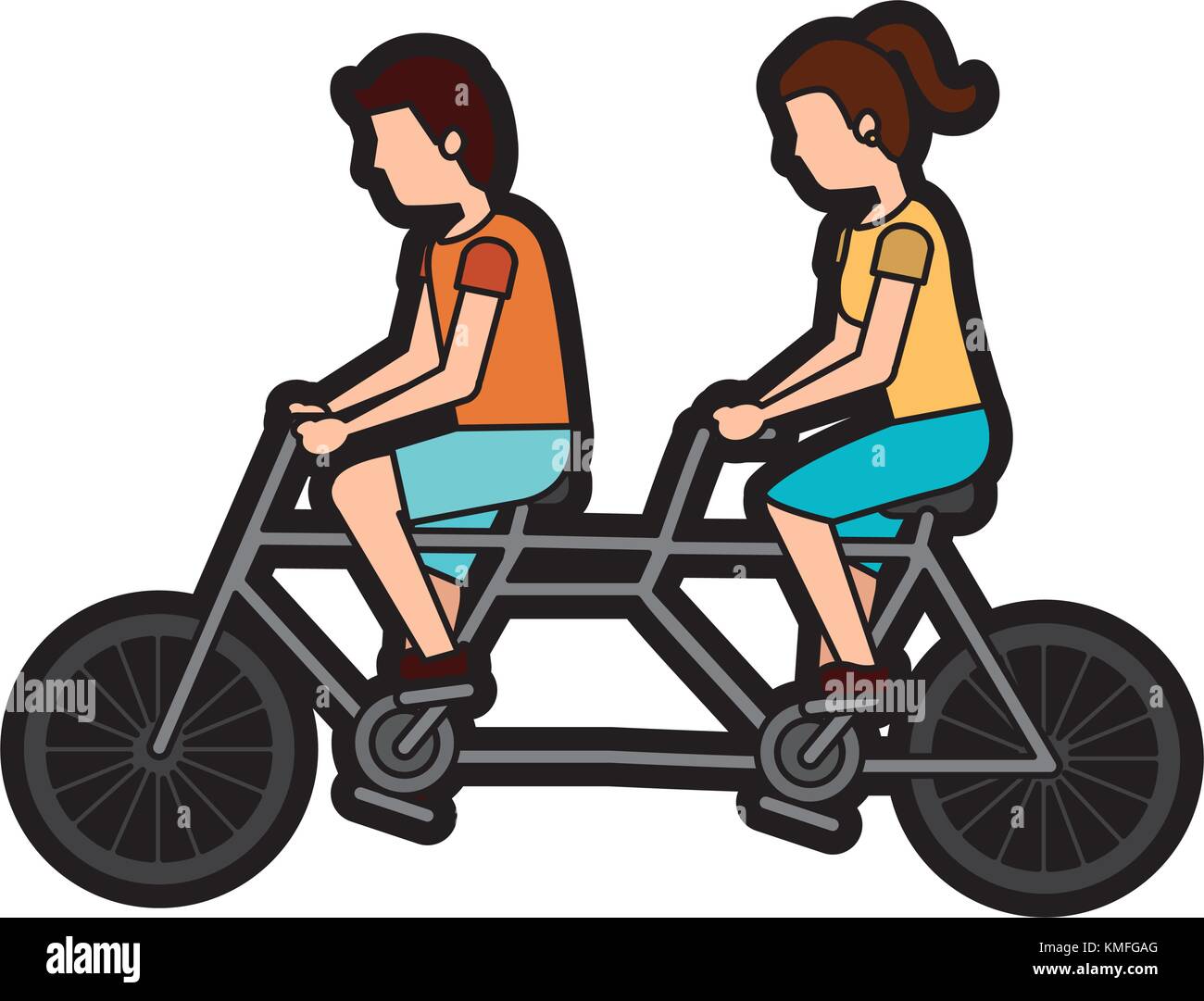 man and woman riding tandem bike icon image Stock Vector Image & Art ...