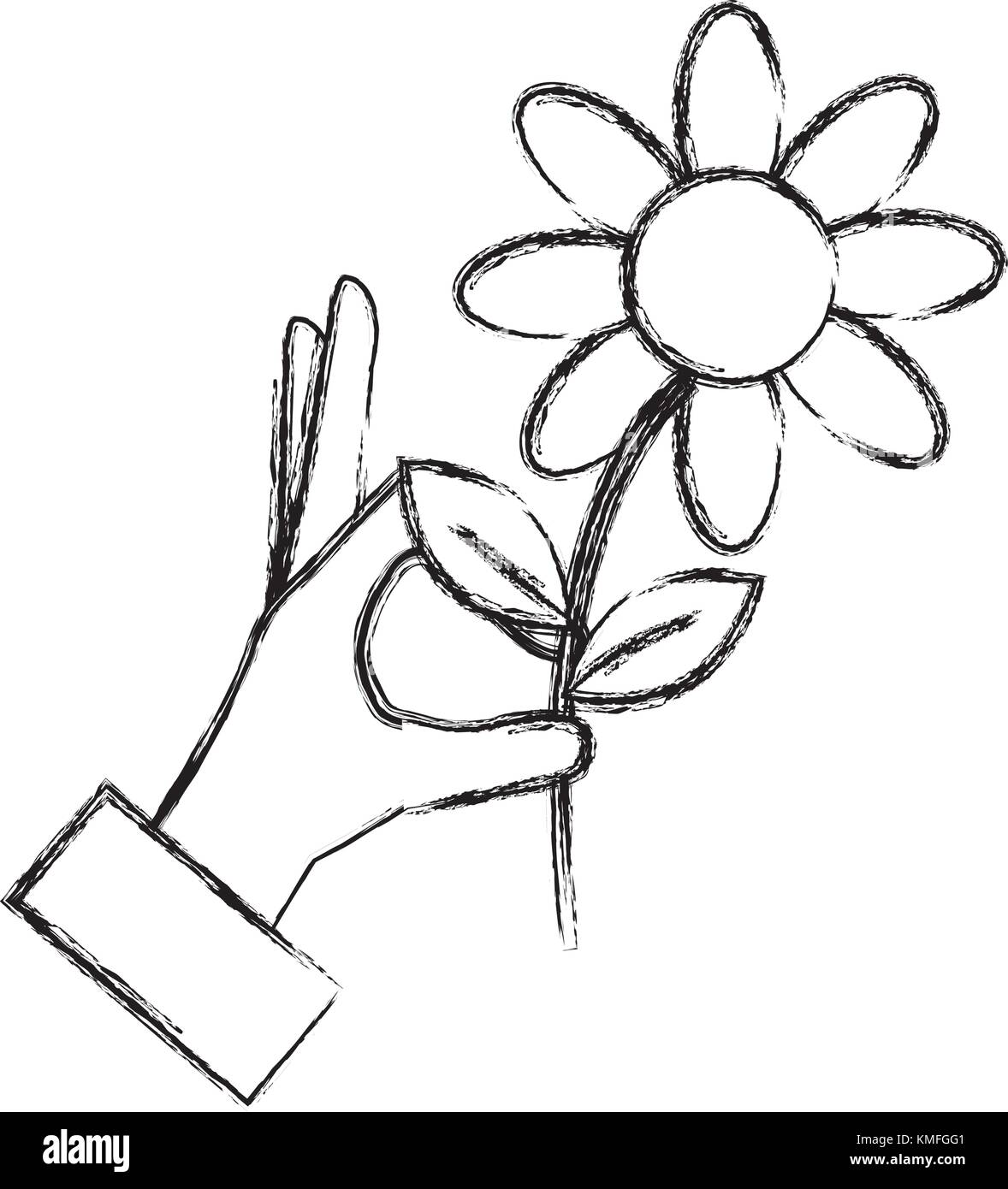 hand with beautiful flower vector illustration design Stock Vector ...