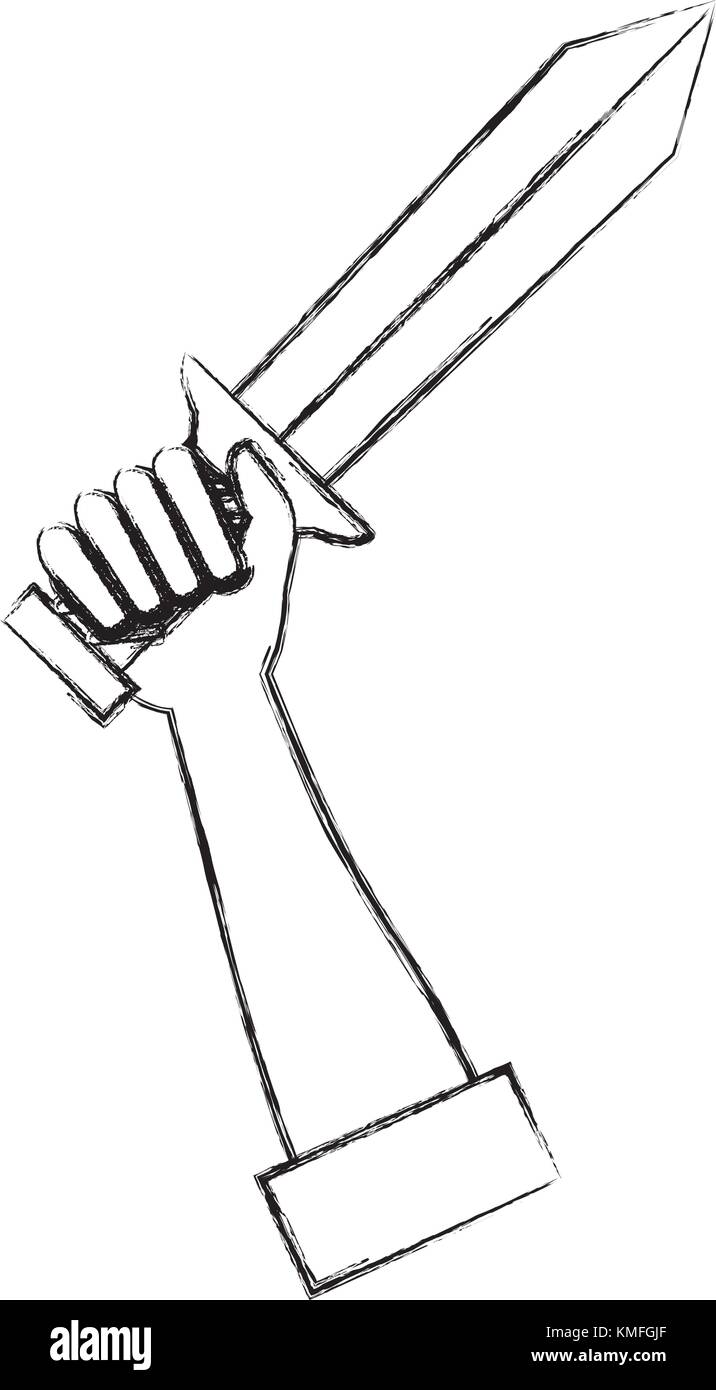 hand whit warrior sword vector illustration design Stock Vector Image ...
