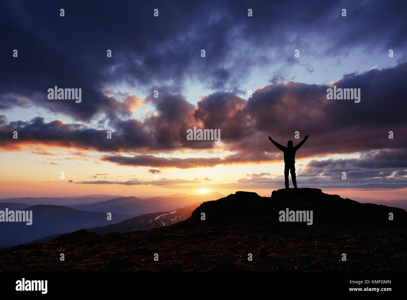 Silhouette of man praying over beautiful sky background Stock Photo - Alamy