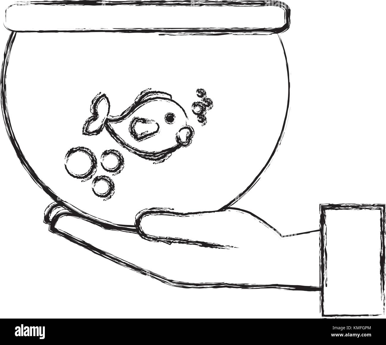 hand with fish in aquarium vector illustration design Stock Vector ...
