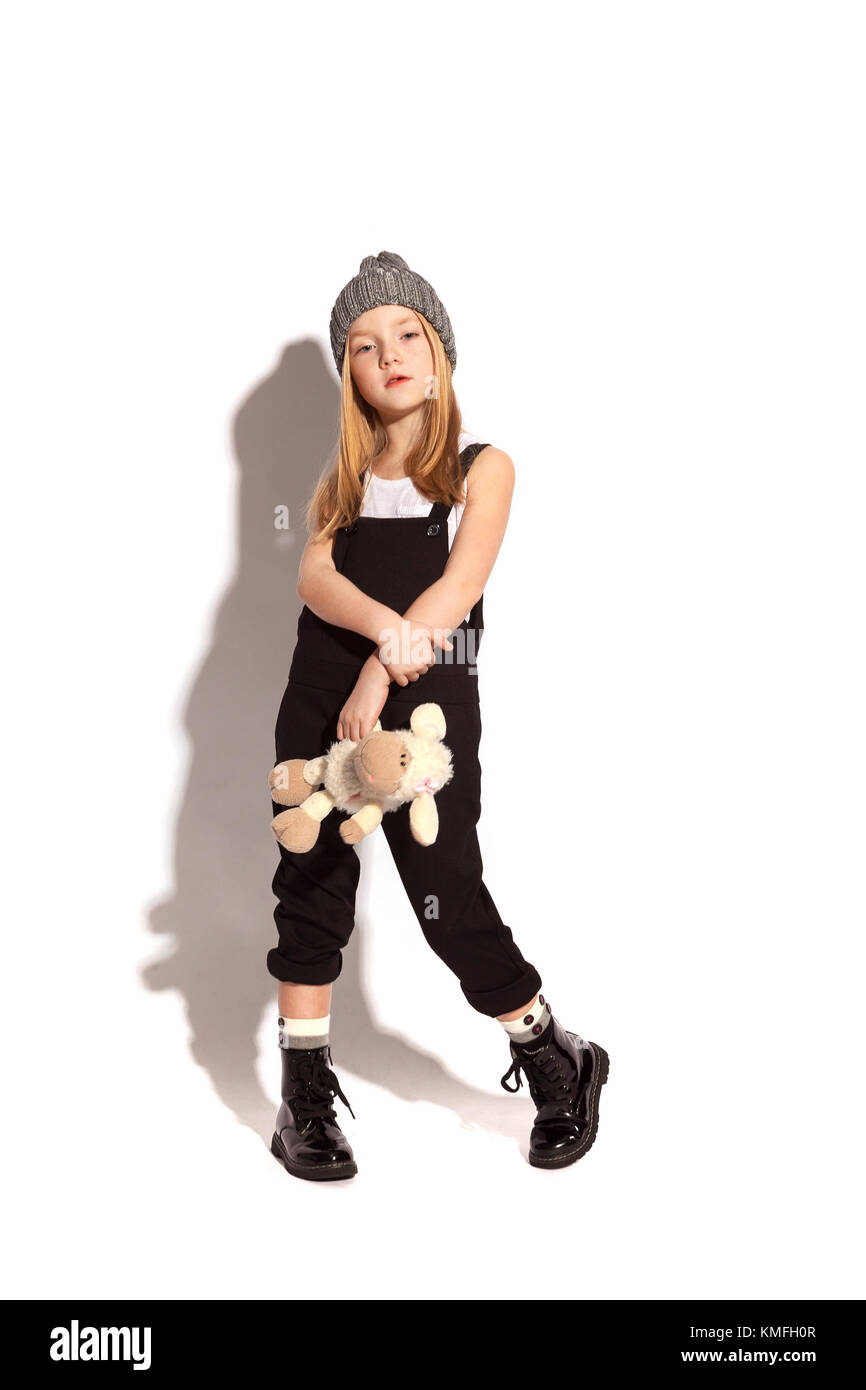 a little girl on a white background Stock Photo - Alamy