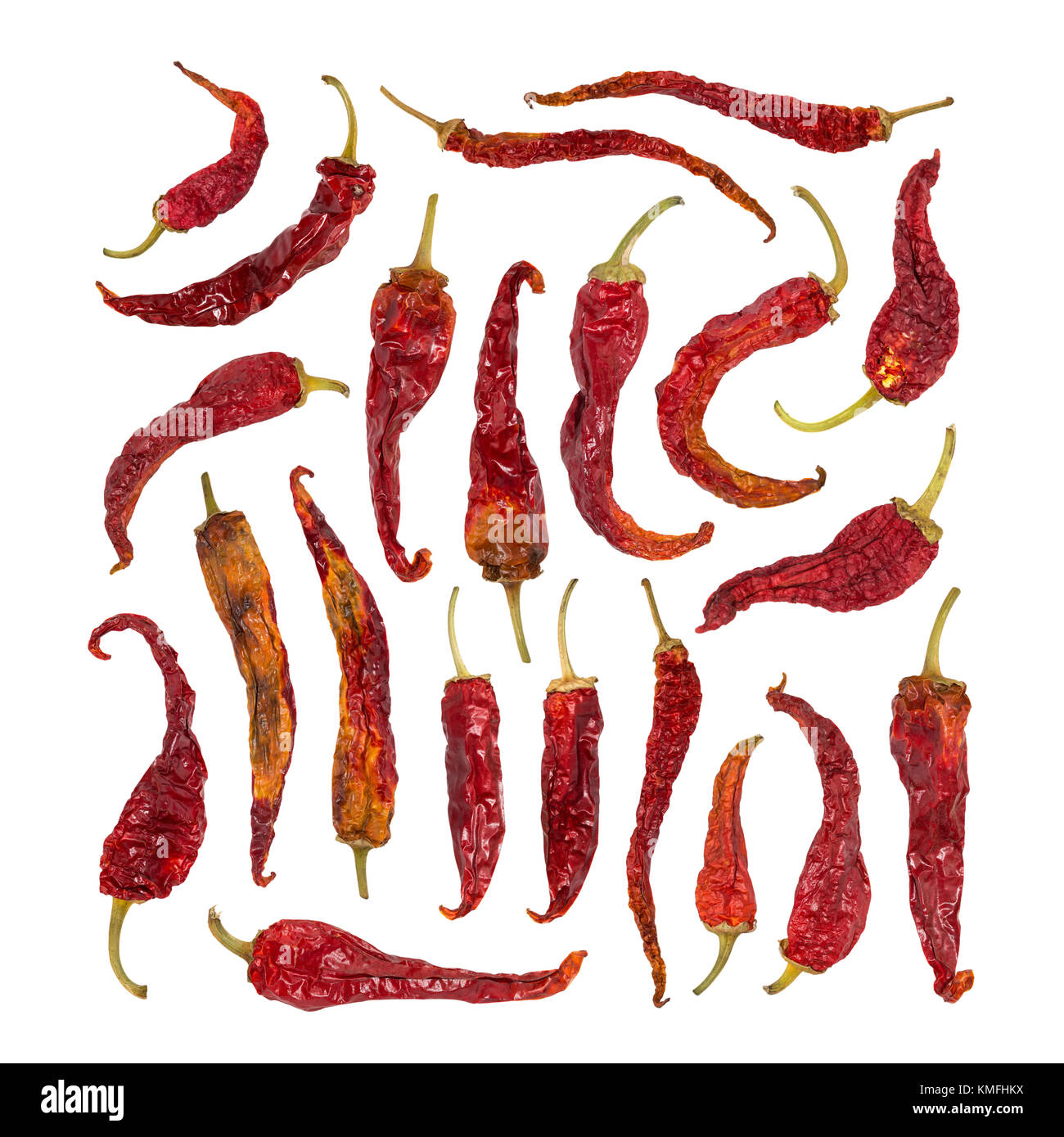 Big set of dry chili pepper isolated on white Stock Photo - Alamy