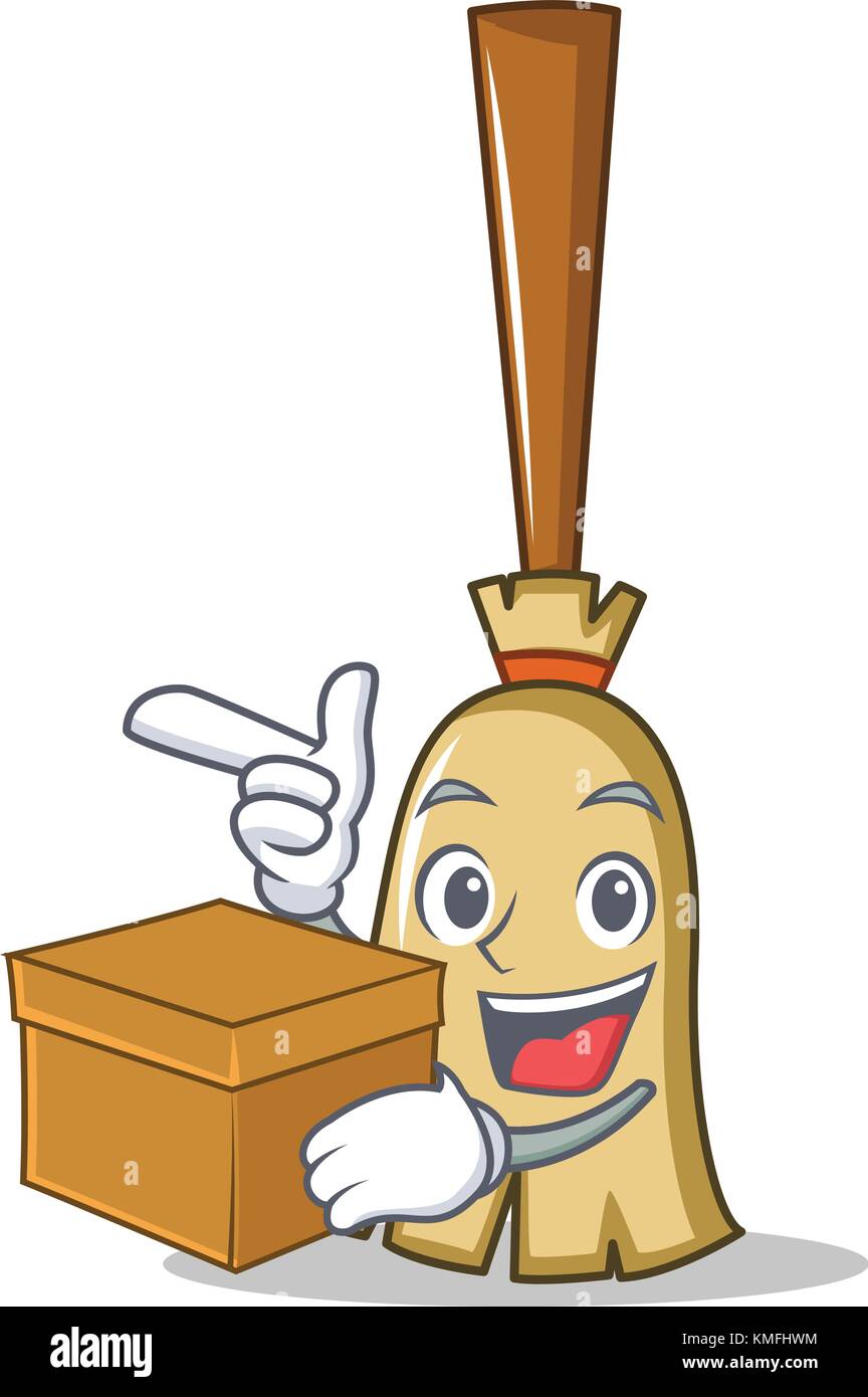 With box broom character cartoon style Stock Vector Image & Art - Alamy