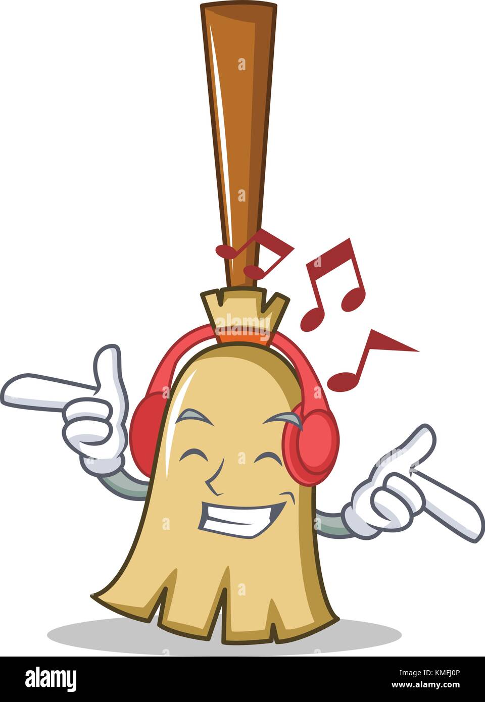 Listening music broom character cartoon style Stock Vector Image & Art ...
