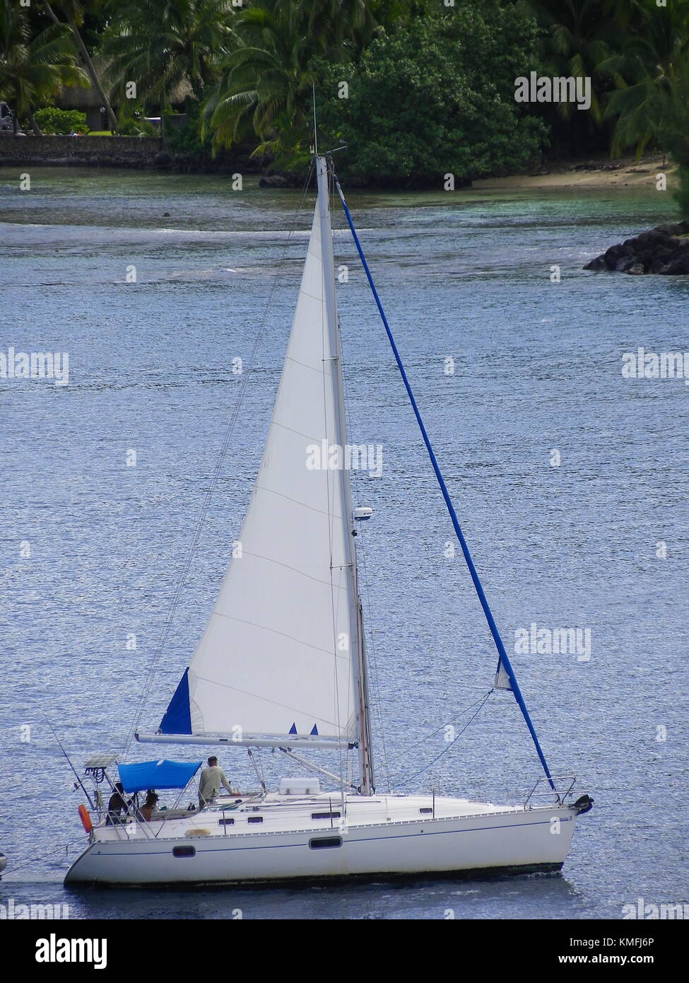 yacht sailing in / off Moorea, French Polynesia Stock Photo - Alamy