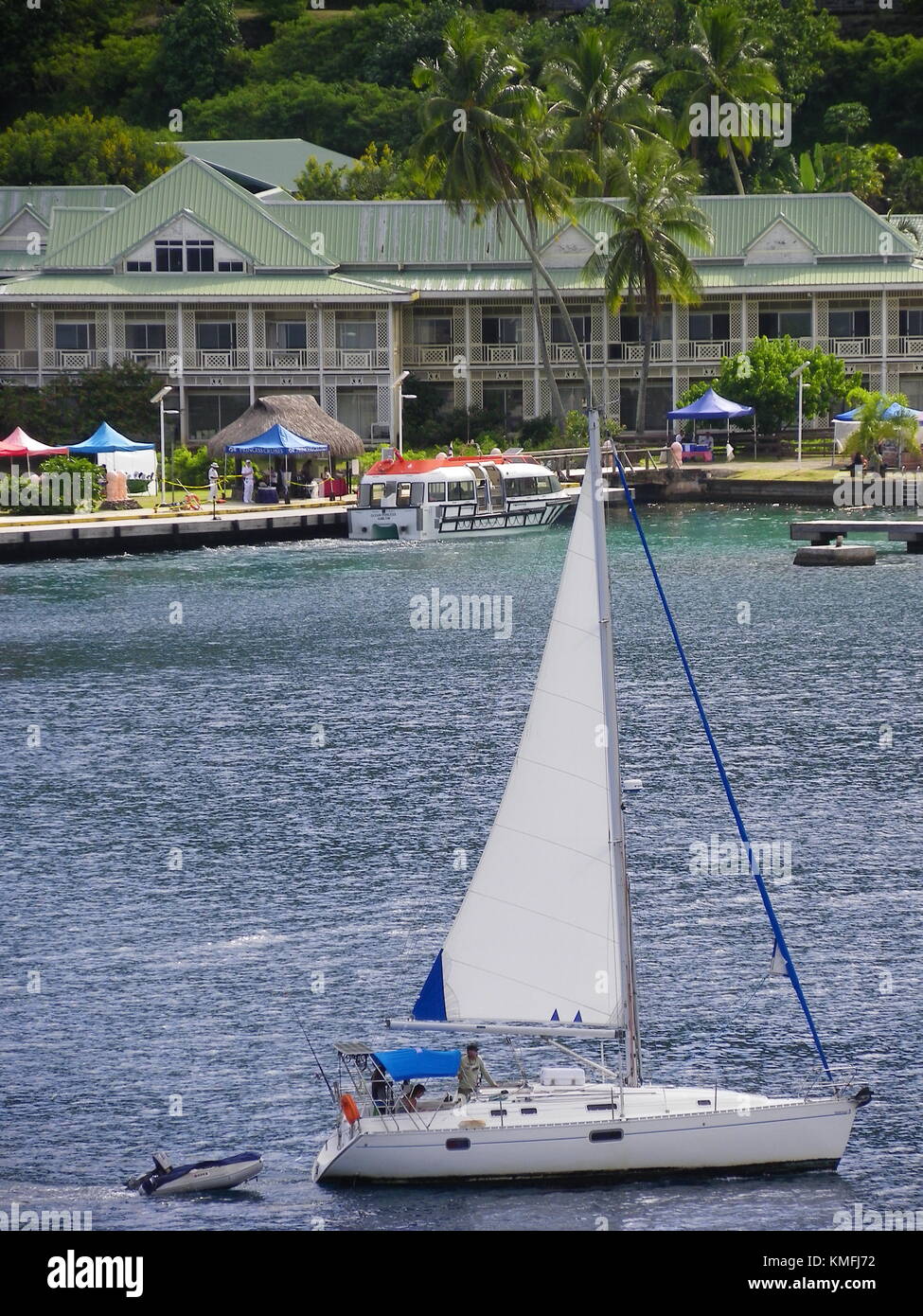 yacht sailing in / off Moorea, French Polynesia Stock Photo - Alamy