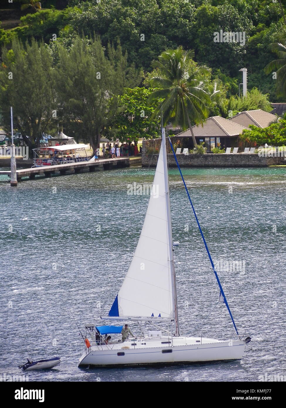 yacht sailing in / off Moorea, French Polynesia Stock Photo - Alamy