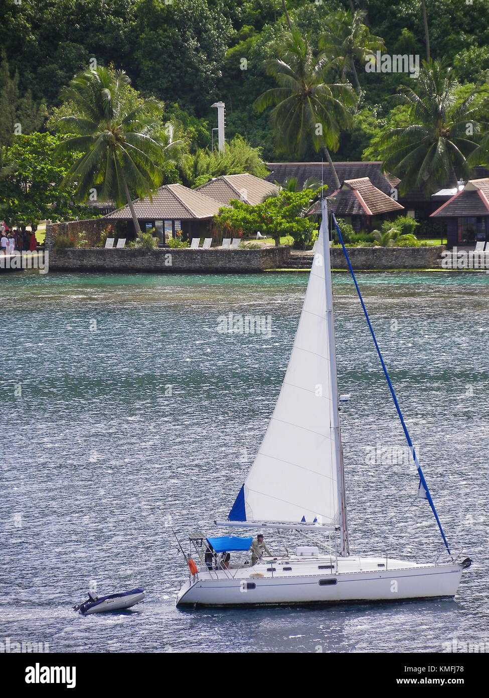 yacht sailing in / off Moorea, French Polynesia Stock Photo - Alamy