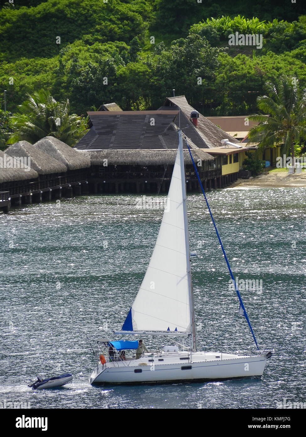 yacht sailing in / off Moorea, French Polynesia Stock Photo - Alamy