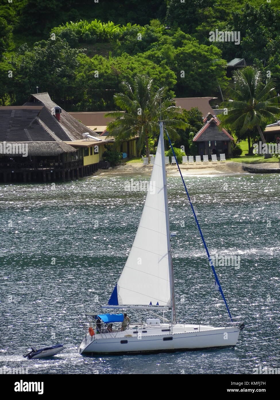 yacht sailing in / off Moorea, French Polynesia Stock Photo - Alamy