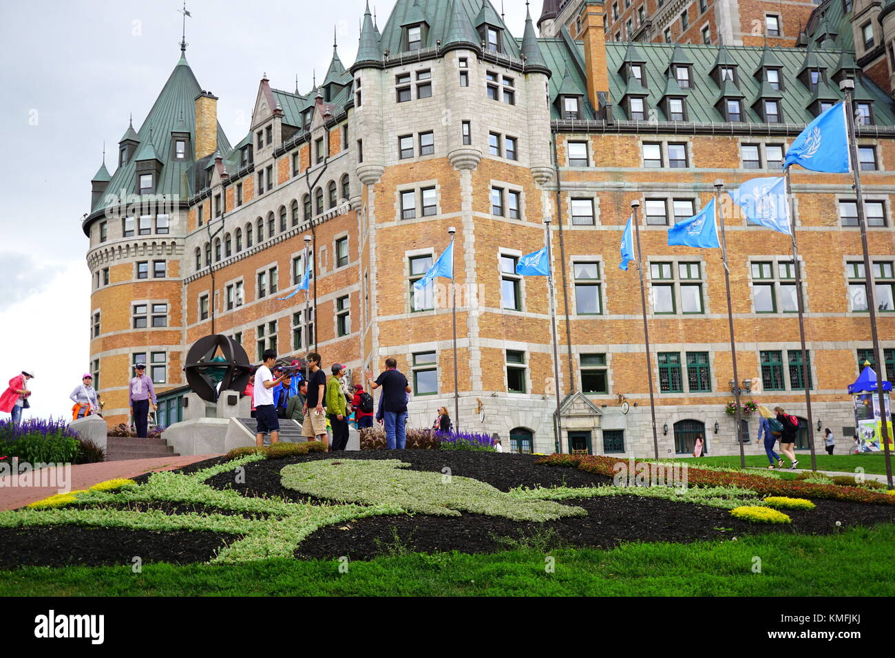 Visitors at Fairmont Le Château Frontenac, a luxury hotel and landmark ...