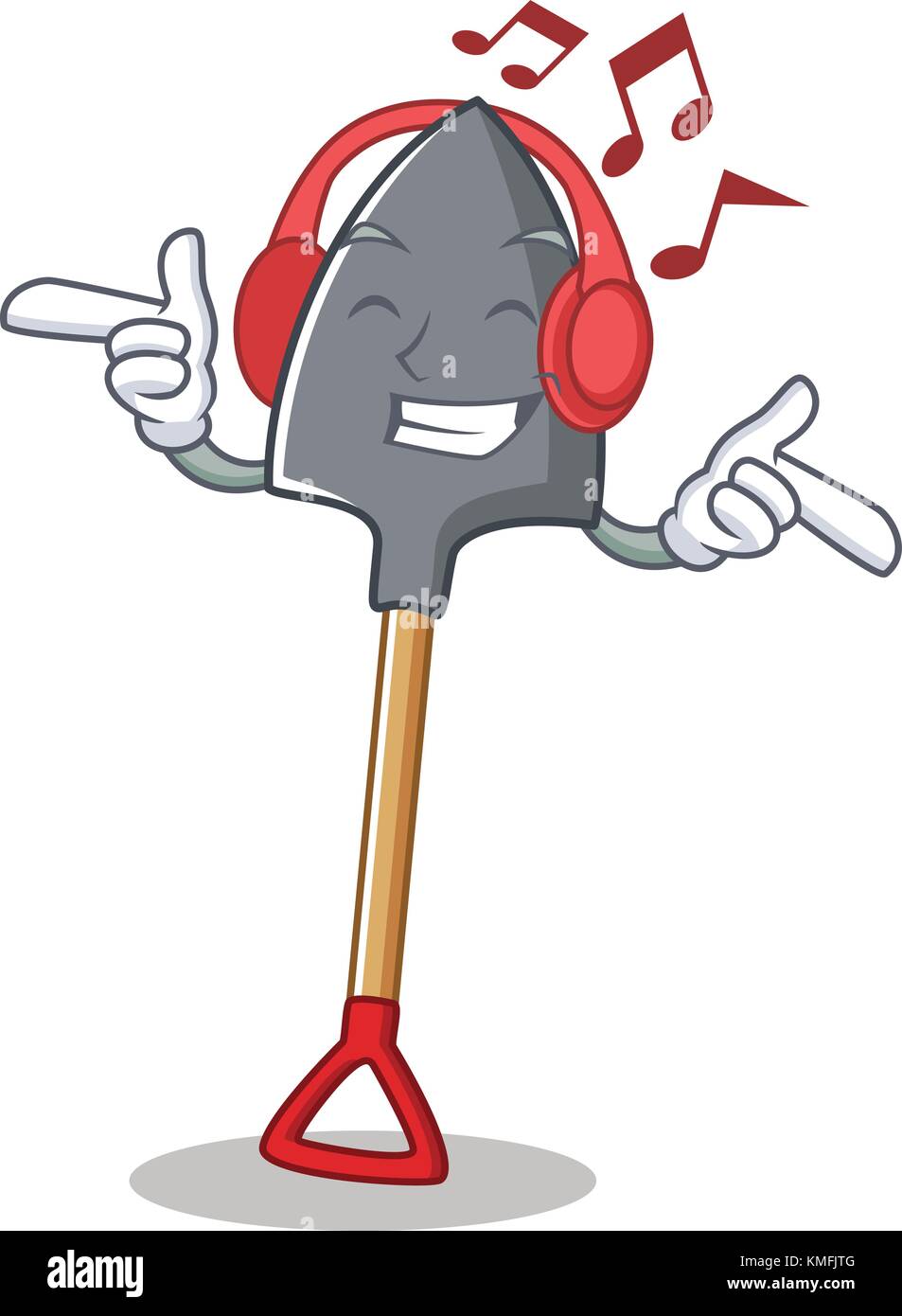 Listening music shovel character cartoon style Stock Vector Image & Art ...