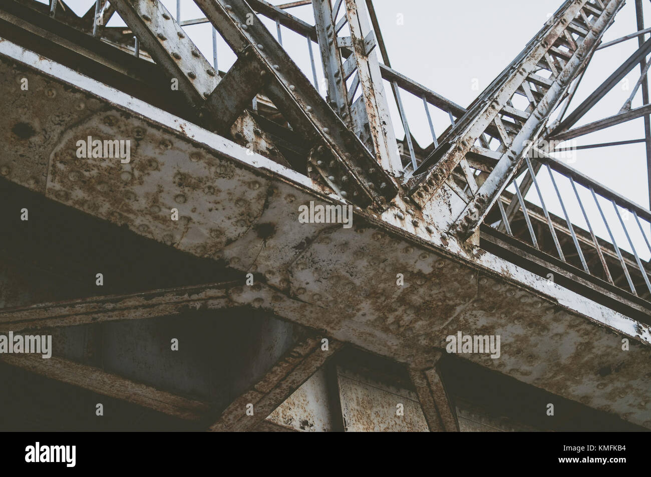 Rusty railway bridge from the bottom Stock Photo - Alamy