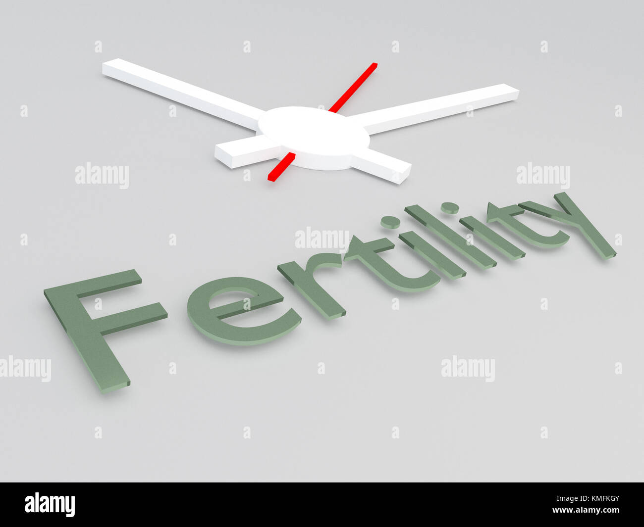 3D illustration of "Fertility" title with a clock as a background Stock ...