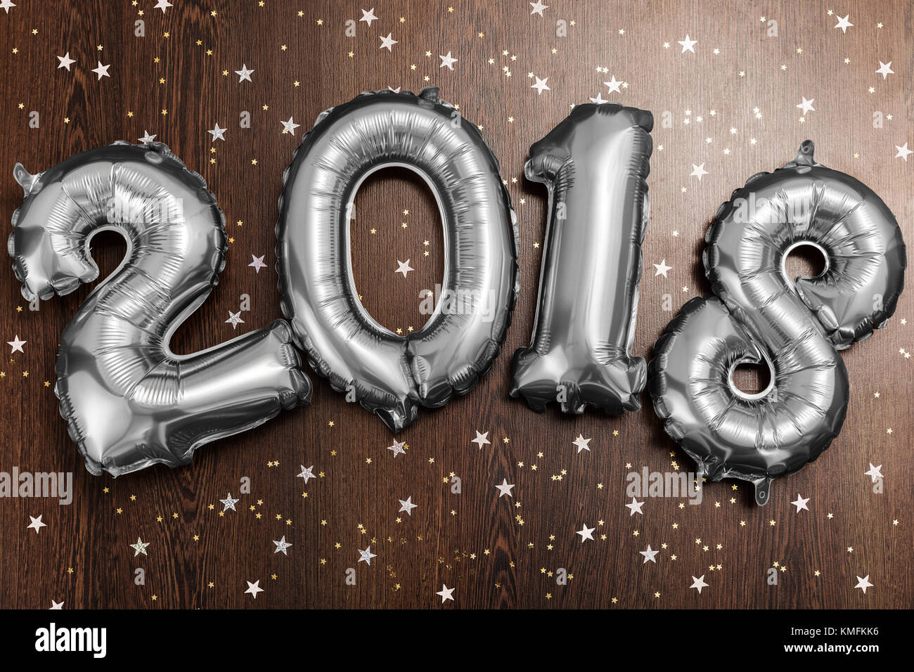 Bright silver balloons figures 2018, New Year Balloons with glitter ...