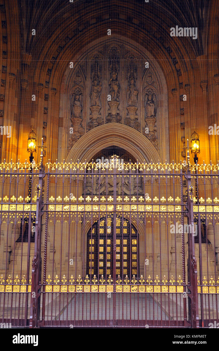 An ornate gate to the Houses of Parliament or the Palace of Westminster ...