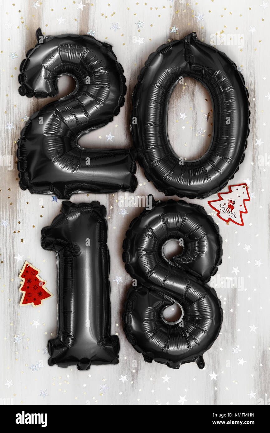 Bright black balloons figures 2018, New Year Balloons with glitter ...