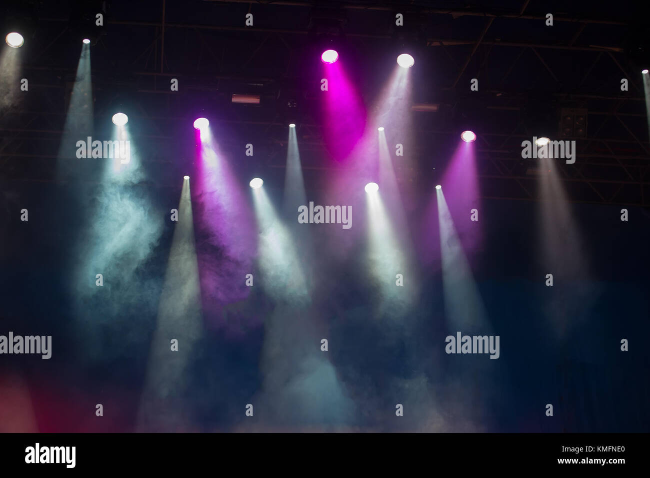 Concert stage. Beautiful Colourful disco lighting in the stage ...