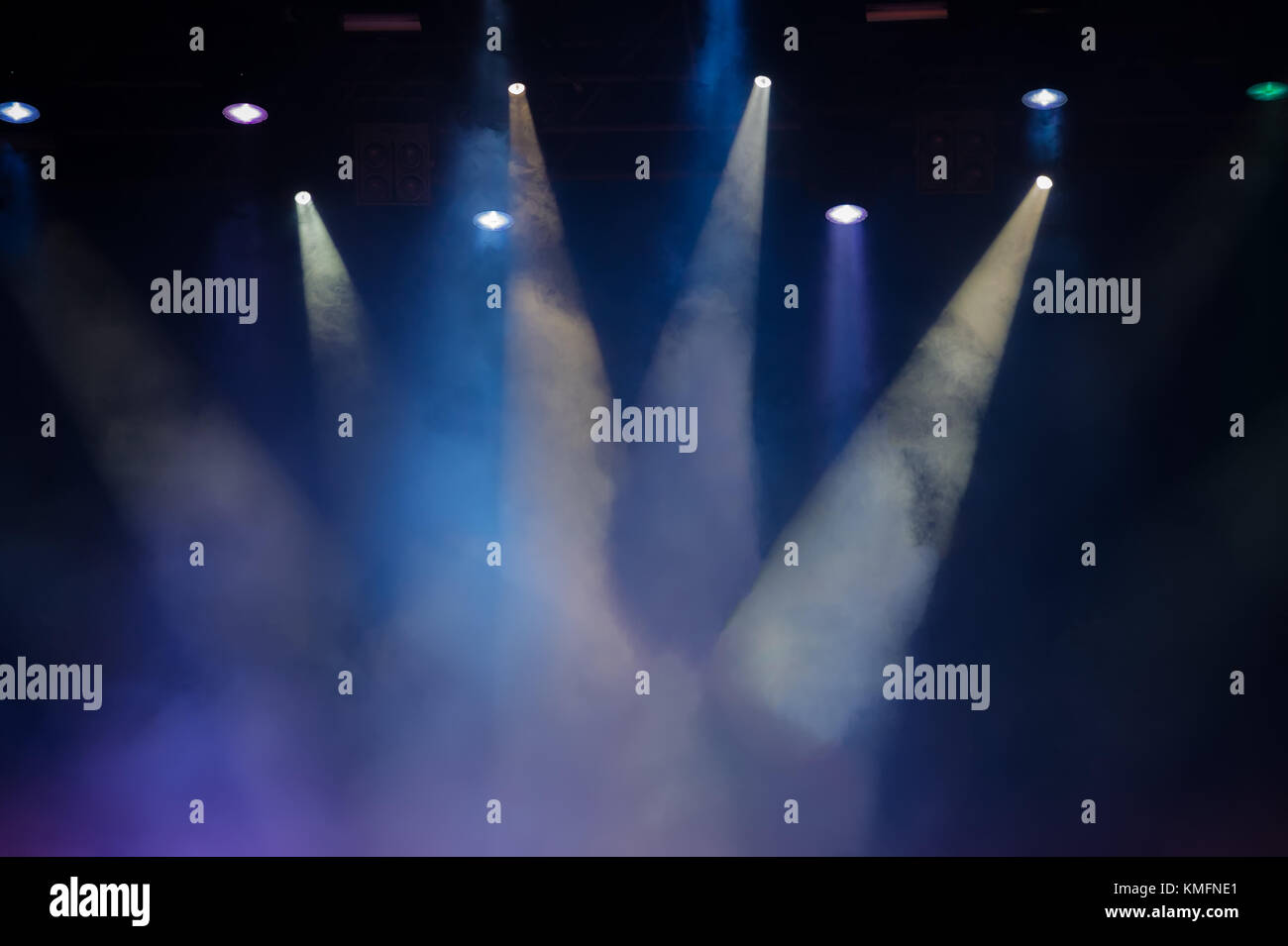 Concert stage. Beautiful Colourful disco lighting in the stage ...