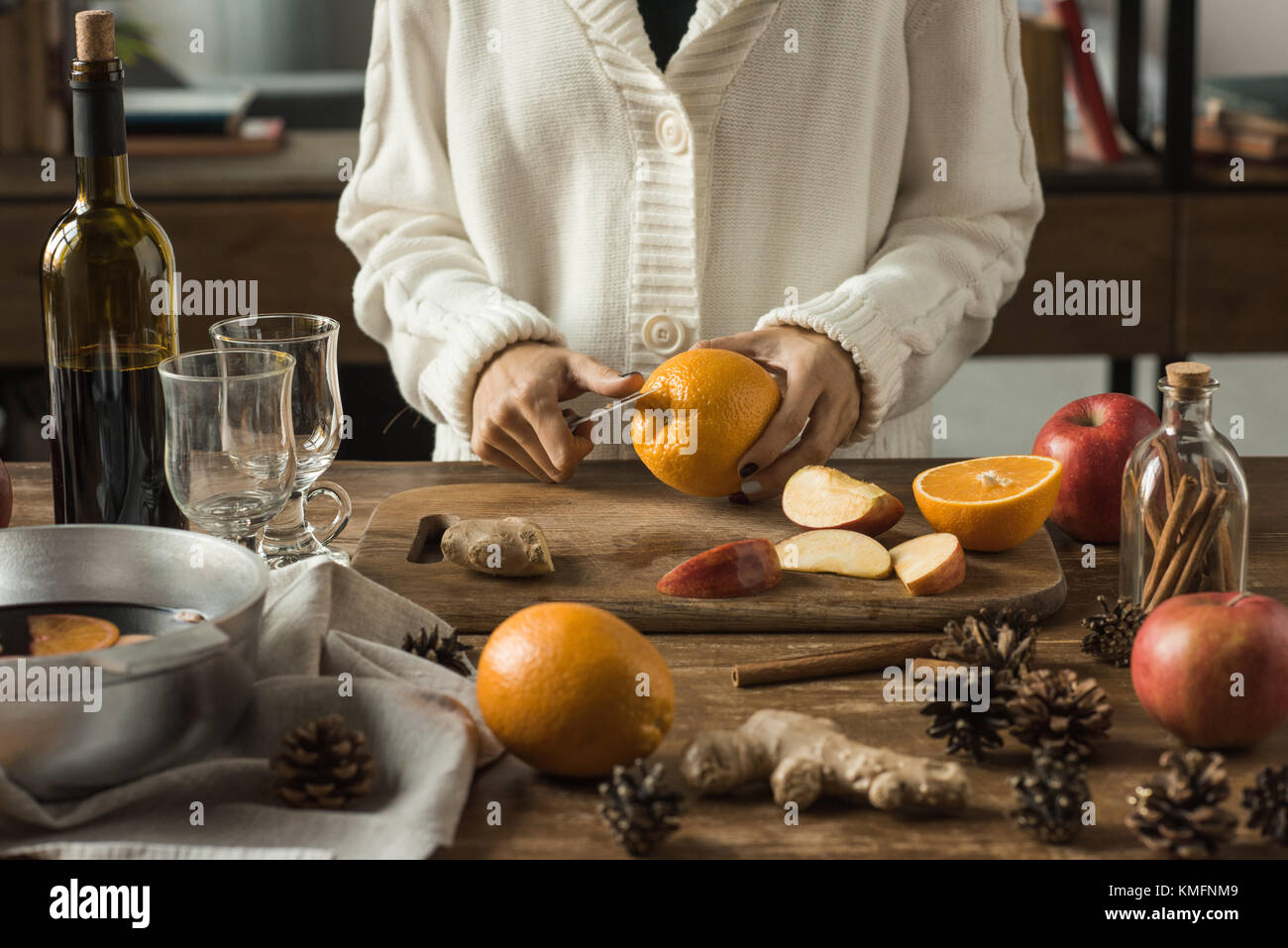woman cutting fruits Stock Photo - Alamy