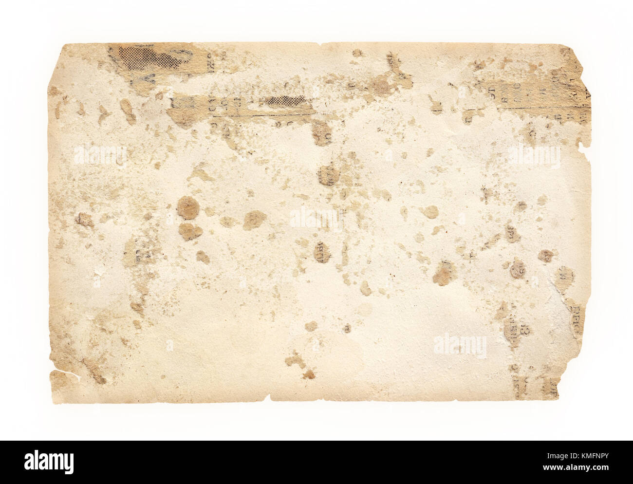 Texture old paper with traces of scuffs and stains. Isolated on white ...