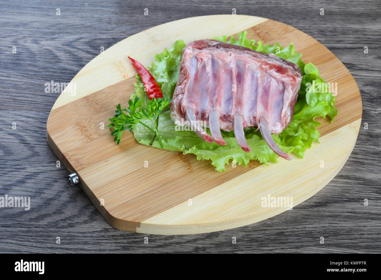 Lamb Frenched Rack 4 rib bone Stock Photo - Alamy
