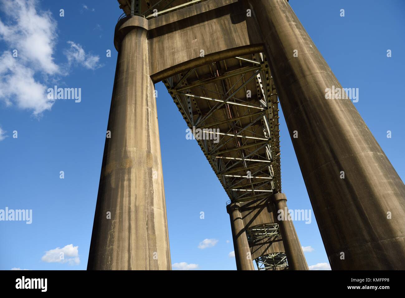 Pillars underneath the Calcasieu River Bridge or Louisiana World War II ...