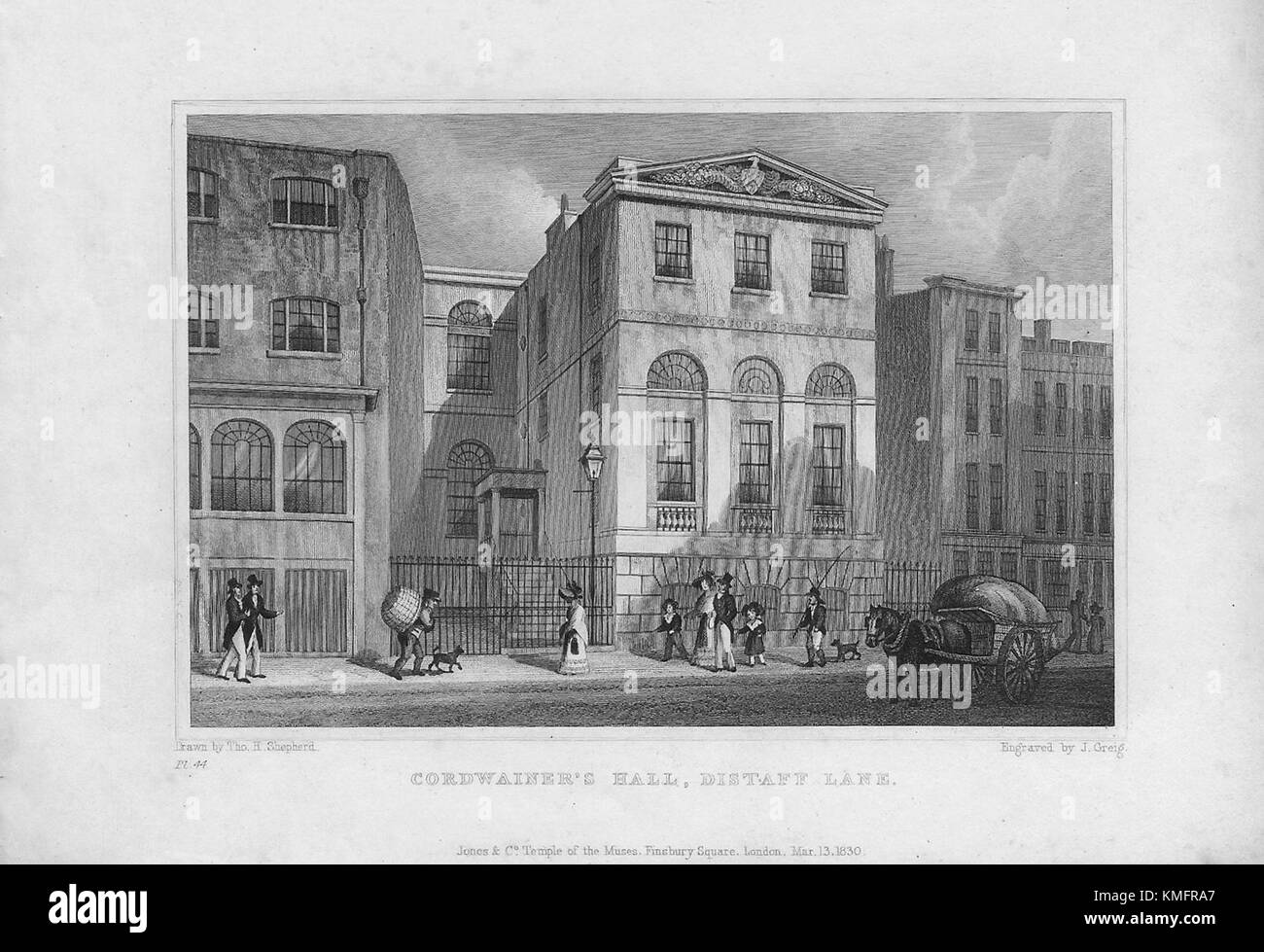 Cordwainer's Hall, Distaff Lane, engraving 'Metropolitan Improvements ...