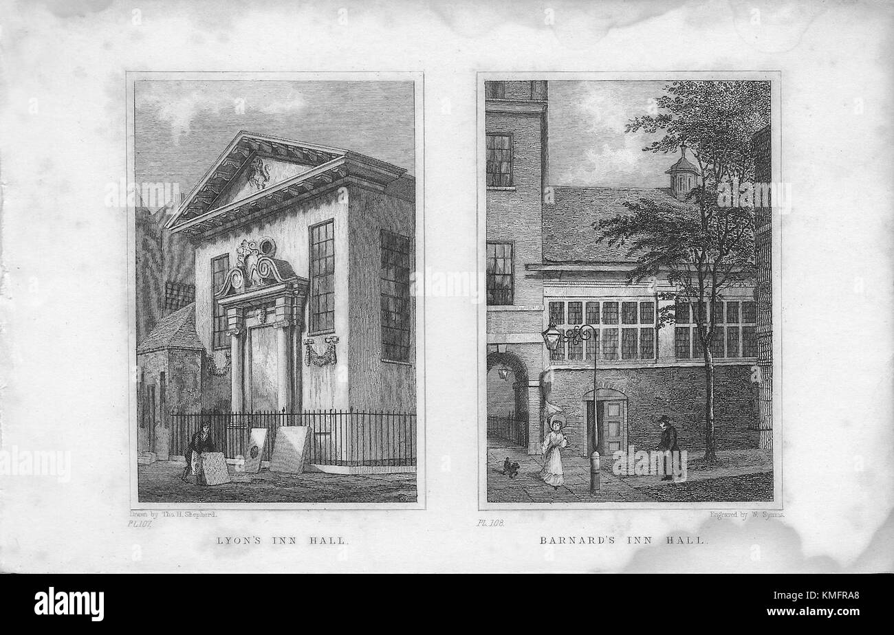 Lyon's Inn Hall, Barnard's Inn Hall, engraving 'Metropolitan ...