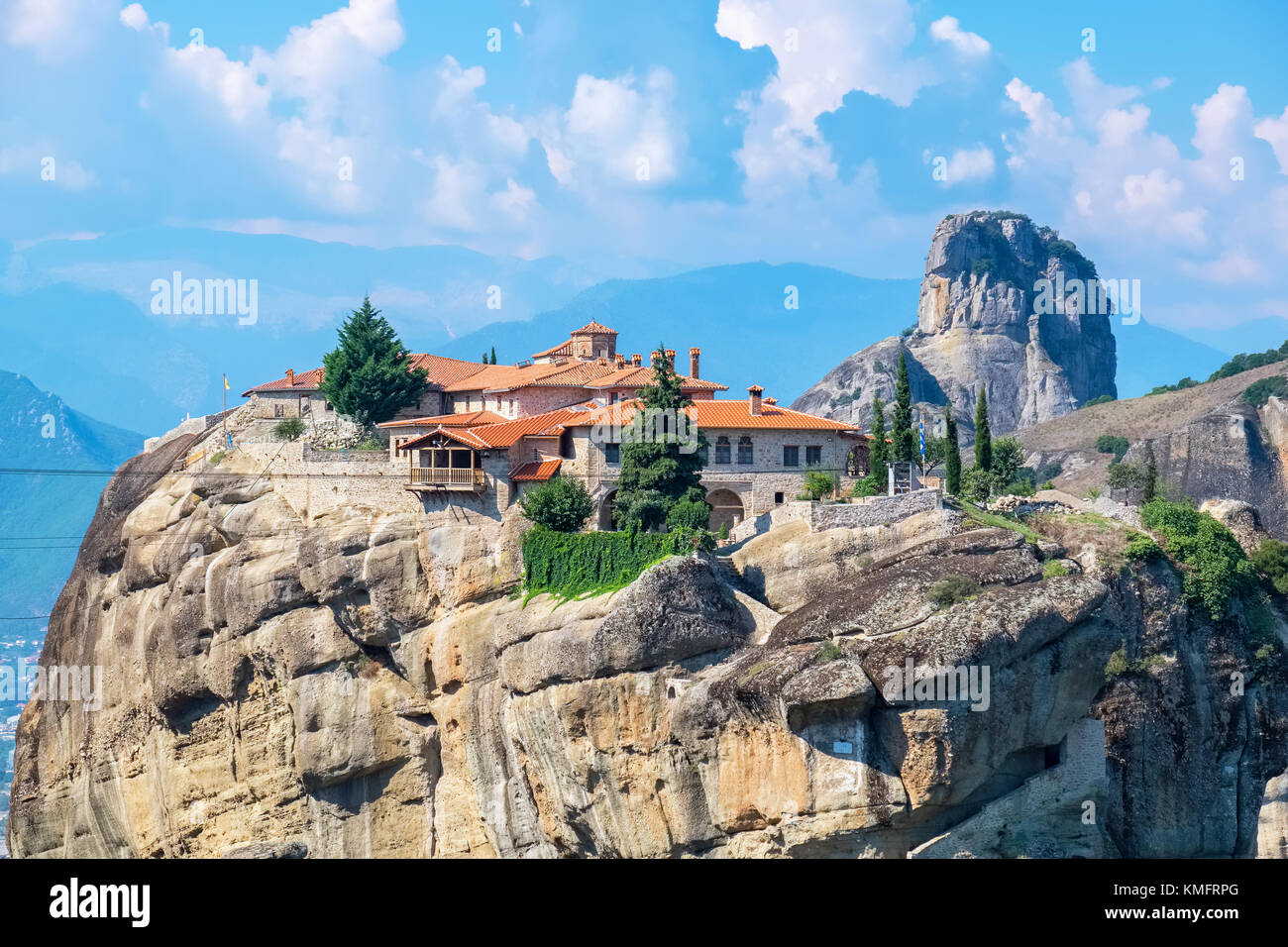 Rocks of the Meteora with Monastery of Holy Trinity (Agia Triada ...