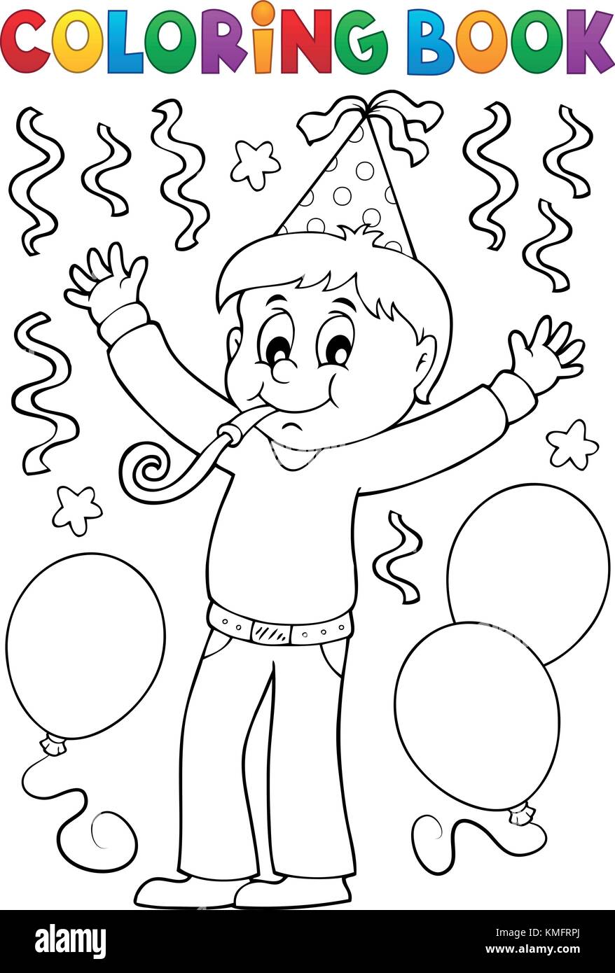 Coloring book boy celebrating theme 1 - eps10 vector illustration Stock ...
