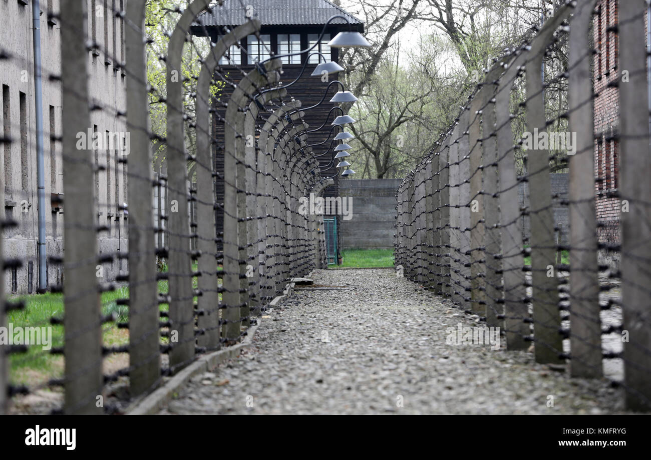 Electric fence in former Nazi concentration camp Auschwitz I, Poland ...