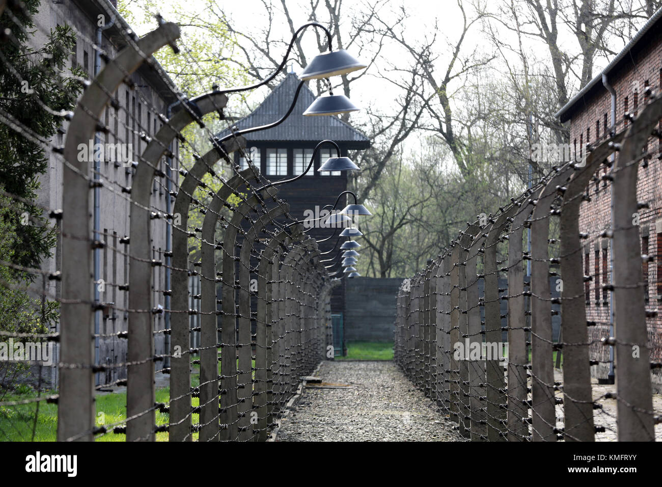 Electric fence in former Nazi concentration camp Auschwitz I, Poland ...