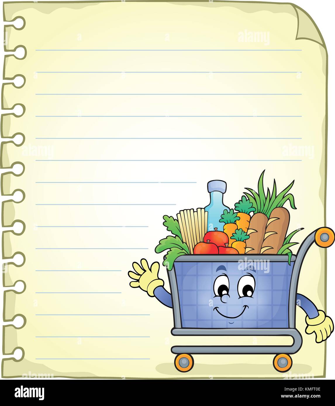 Notepad page with shopping cart - eps10 vector illustration Stock ...