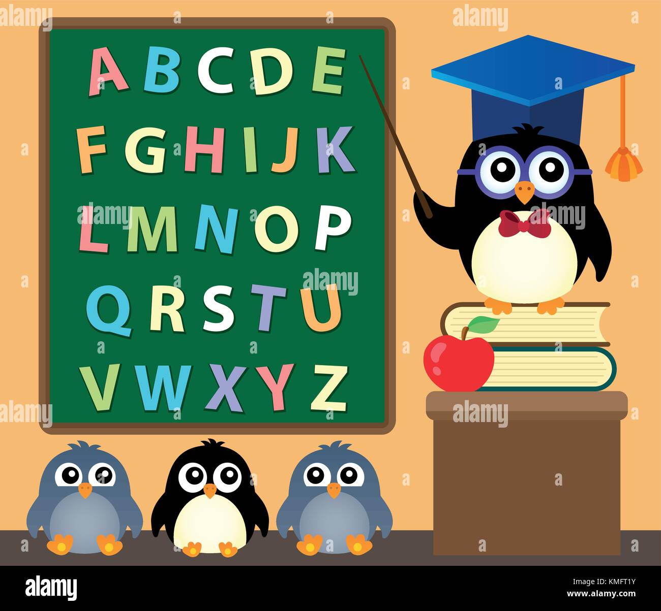 School penguins theme image 3 - eps10 vector illustration Stock Vector ...
