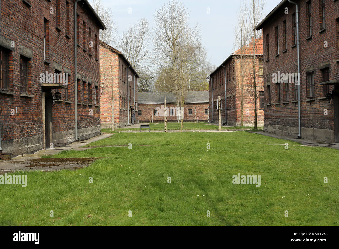 Buildings in the former German concentration camp in Oswiecim, Poland ...