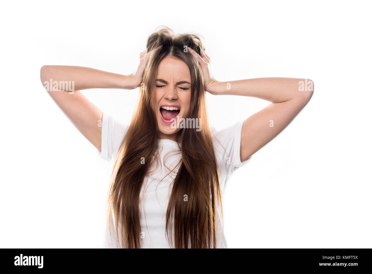 Person with hands on head screaming hi-res stock photography and images ...