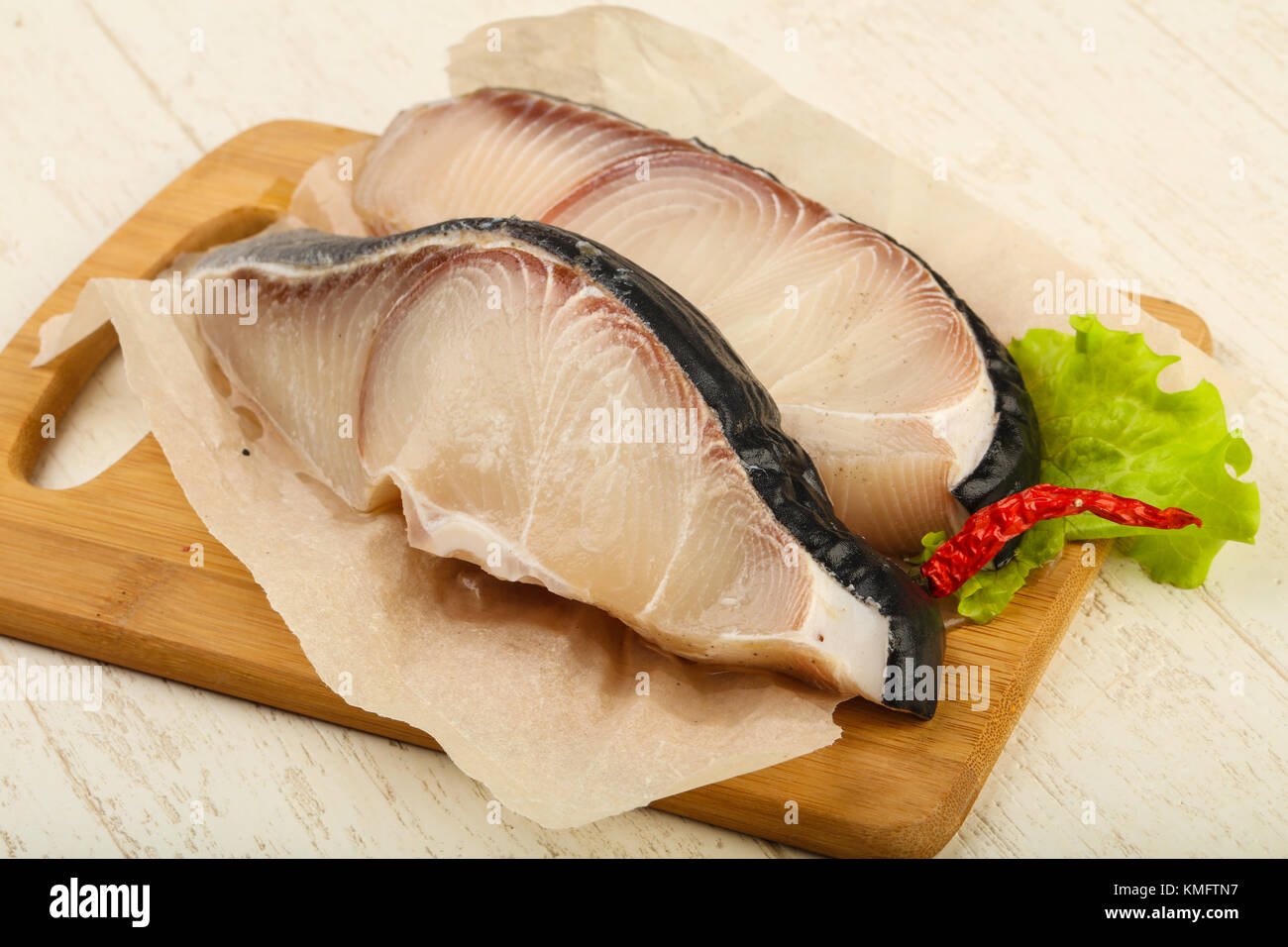 Raw juicy shark steak ready for grill Stock Photo - Alamy