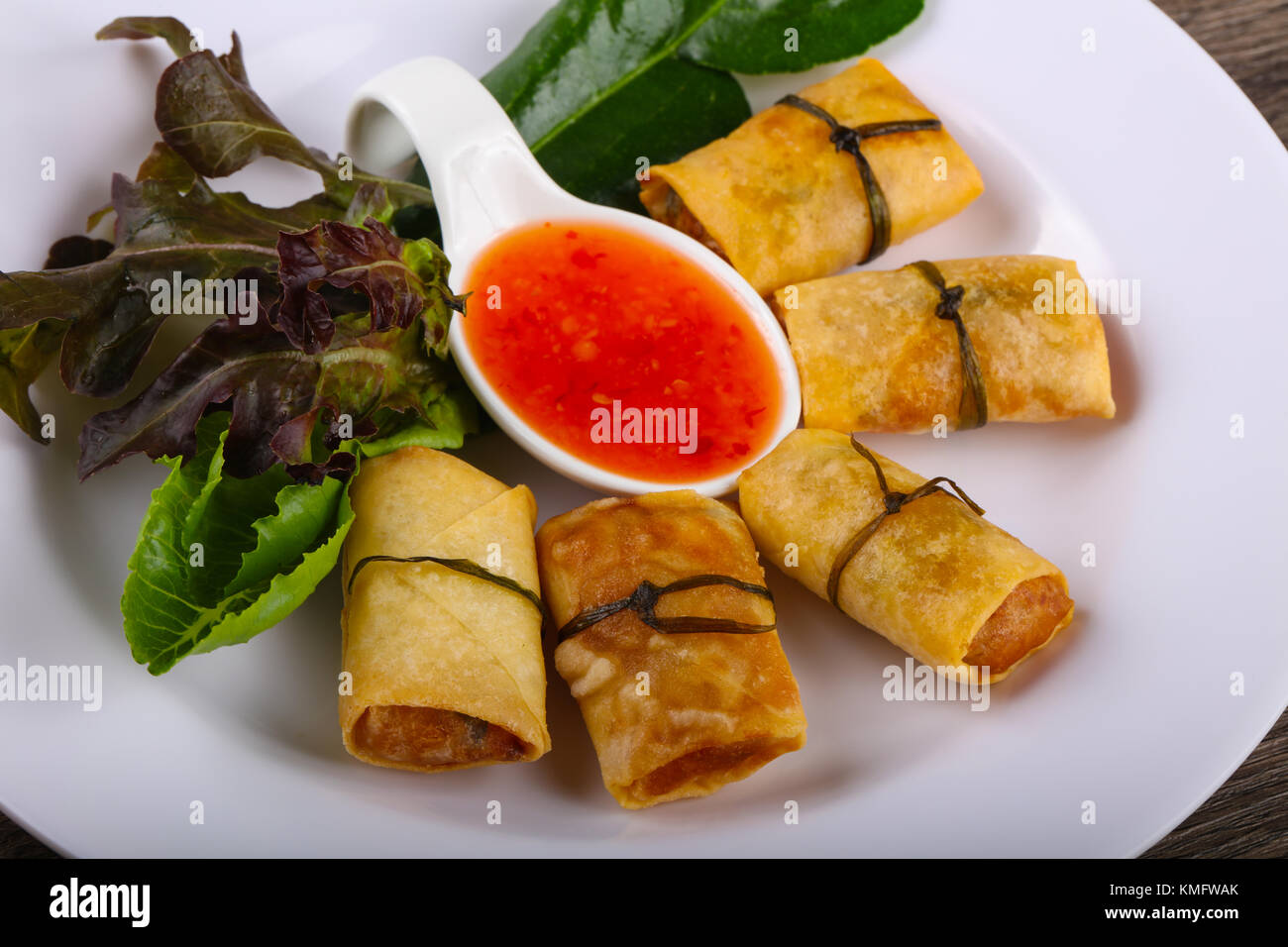 Traditional Asian spring roll with shrimps and vegetables Stock Photo ...