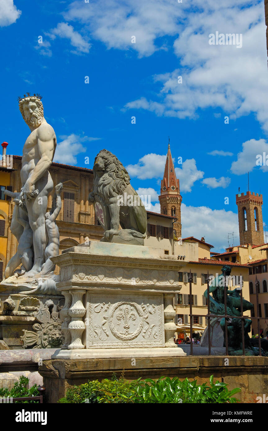 Florence, Neptune Fountain, La Signoria square, Piazza della Signoria ...