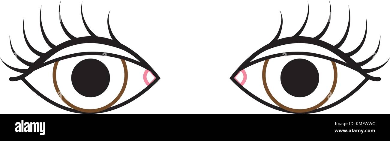 color line vision eyes with eyelashes style design Stock Vector Image ...