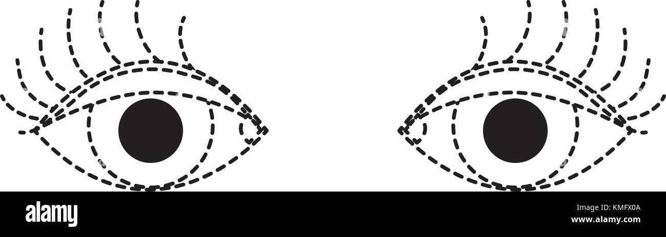 dotted shape vision eyes with eyelashes style design Stock Vector Image ...