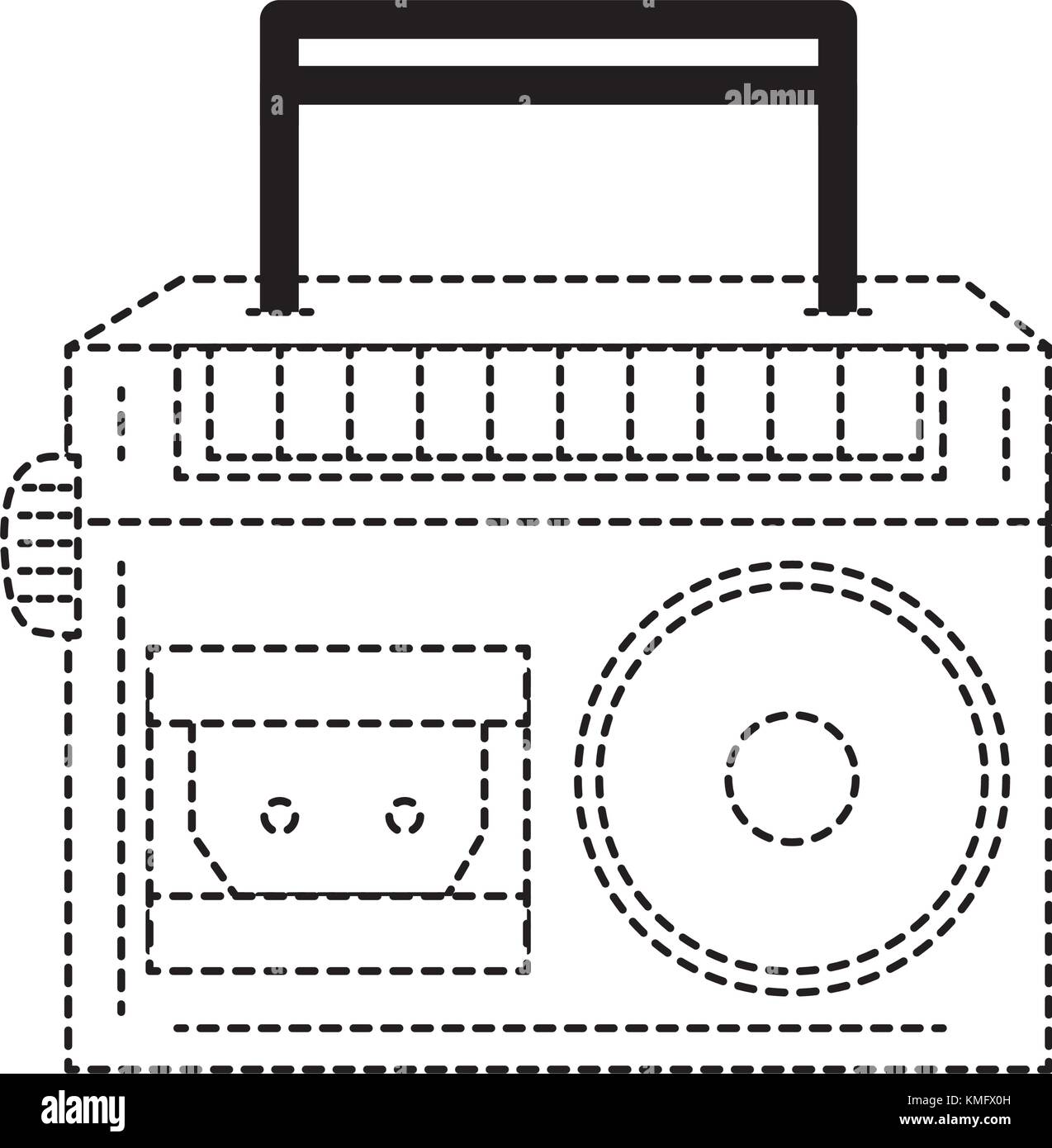 dotted shape radio equipment to listen music with cassette Stock Vector ...