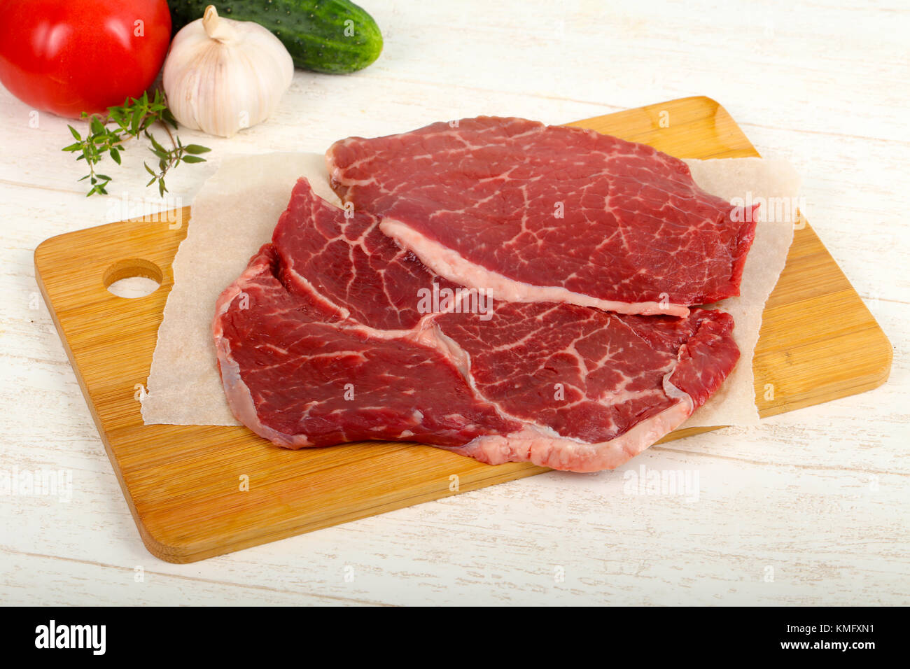 Raw beef steak ready for cooking Stock Photo - Alamy