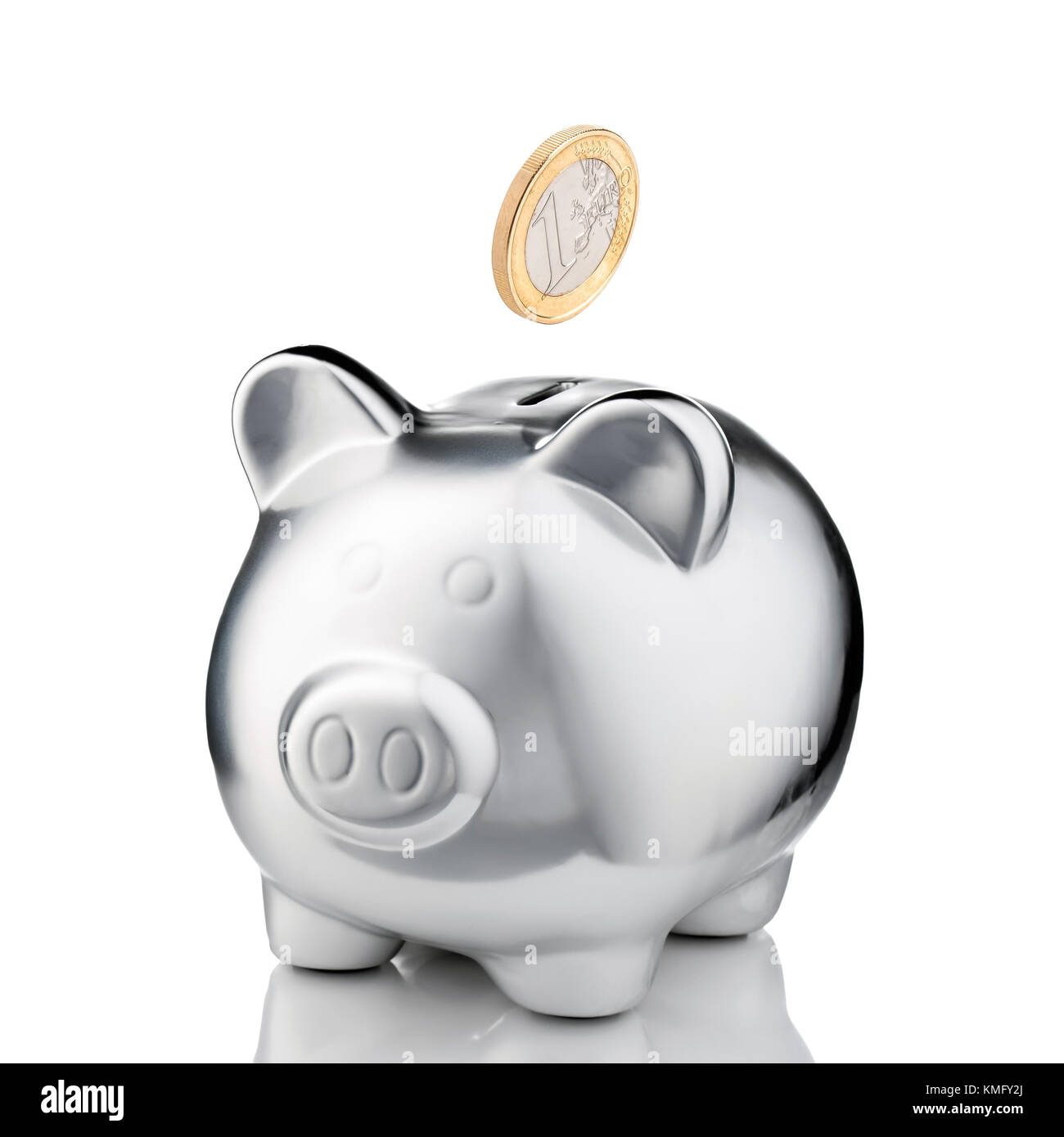 Piggy bank with euro coin isolated on white Stock Photo - Alamy