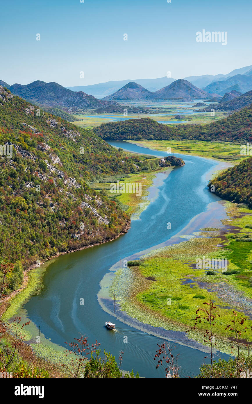Canyon of river Rijeka Crnojevica, high angle view, in Skadar Lake National Park, Skadarsko ...