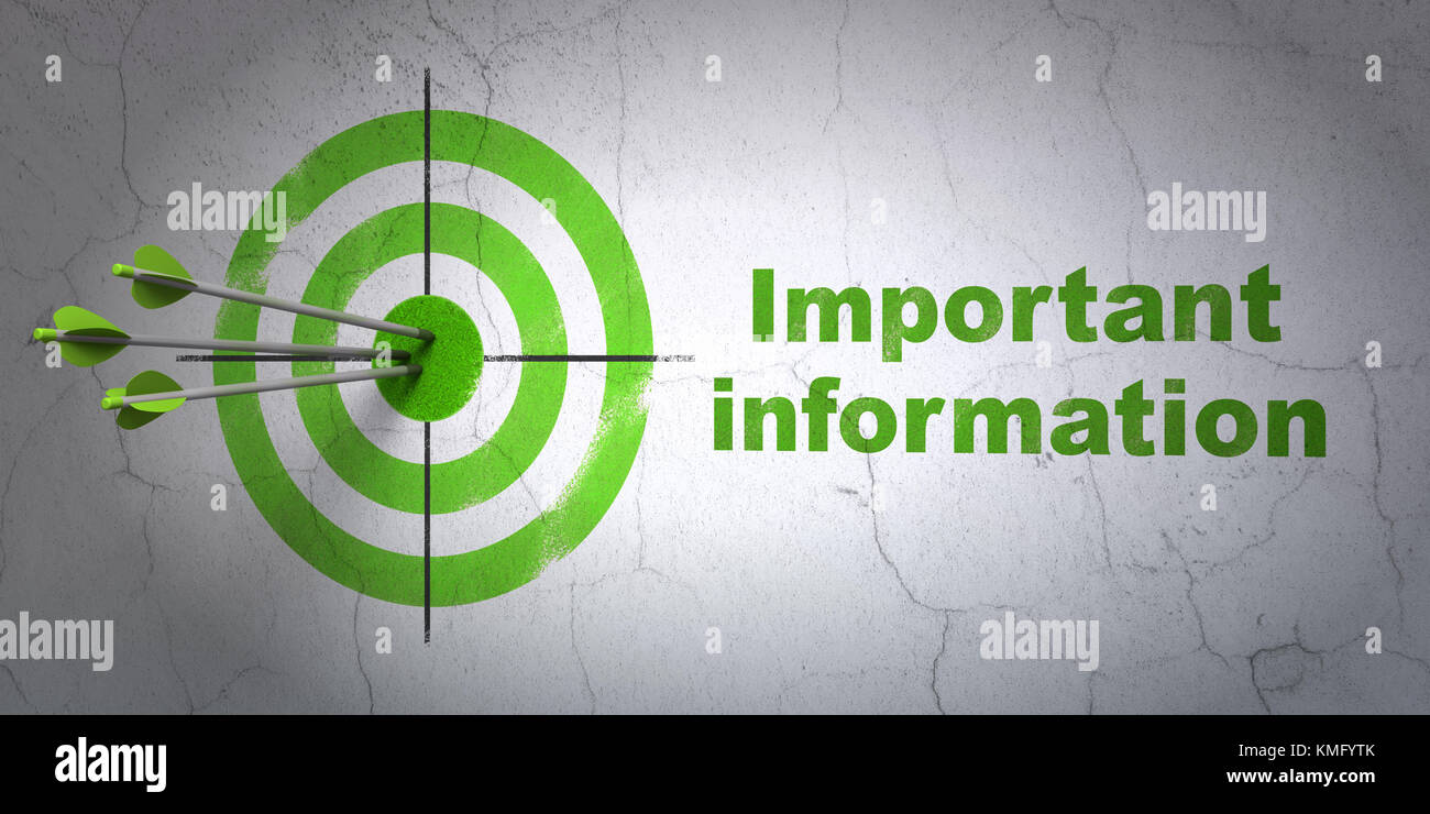 Data concept: target and Important Information on wall background Stock ...